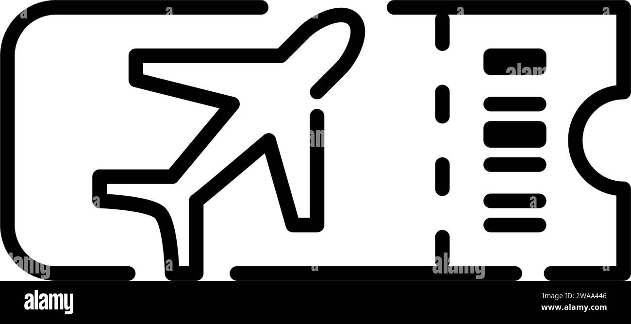 Carte d'embarquement avec code-barres. Billet d'avion. Icône de trait ...