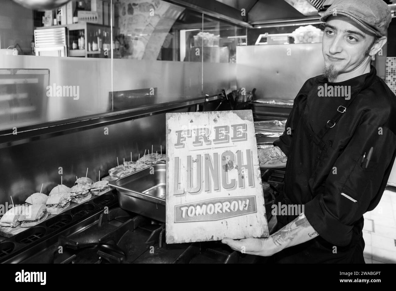 Cuisine du restaurant gratuit Banque d'images noir et blanc - Alamy