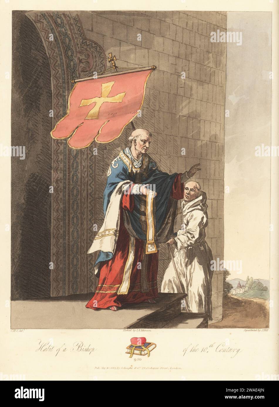 Évêque en surplice brodé et albe tenant un maniple, 10e siècle. Évêque ...