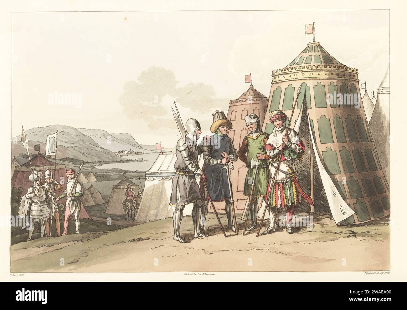 Costumes militaires anglais, règne du roi Henri VI, 1447. Soldats ...