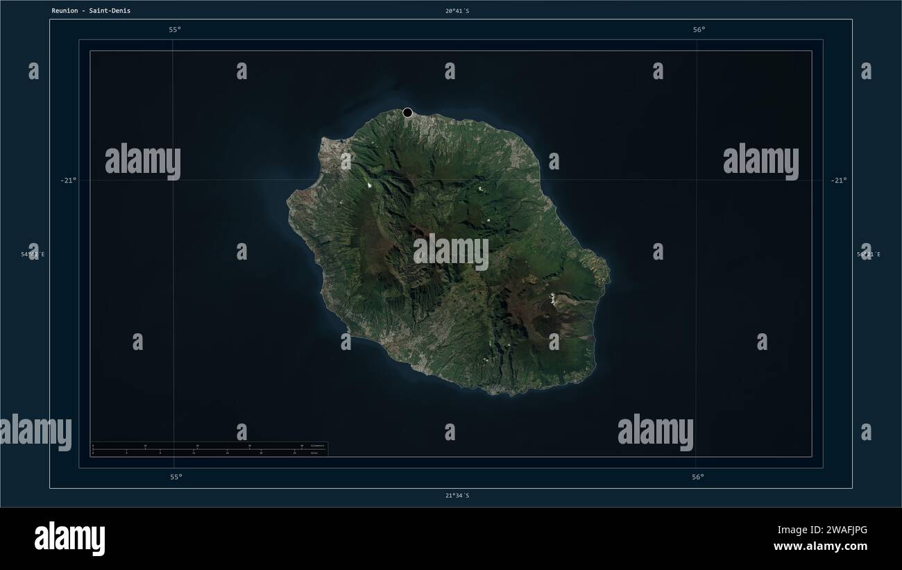 La Réunion a mis en évidence sur une carte satellite haute résolution ...