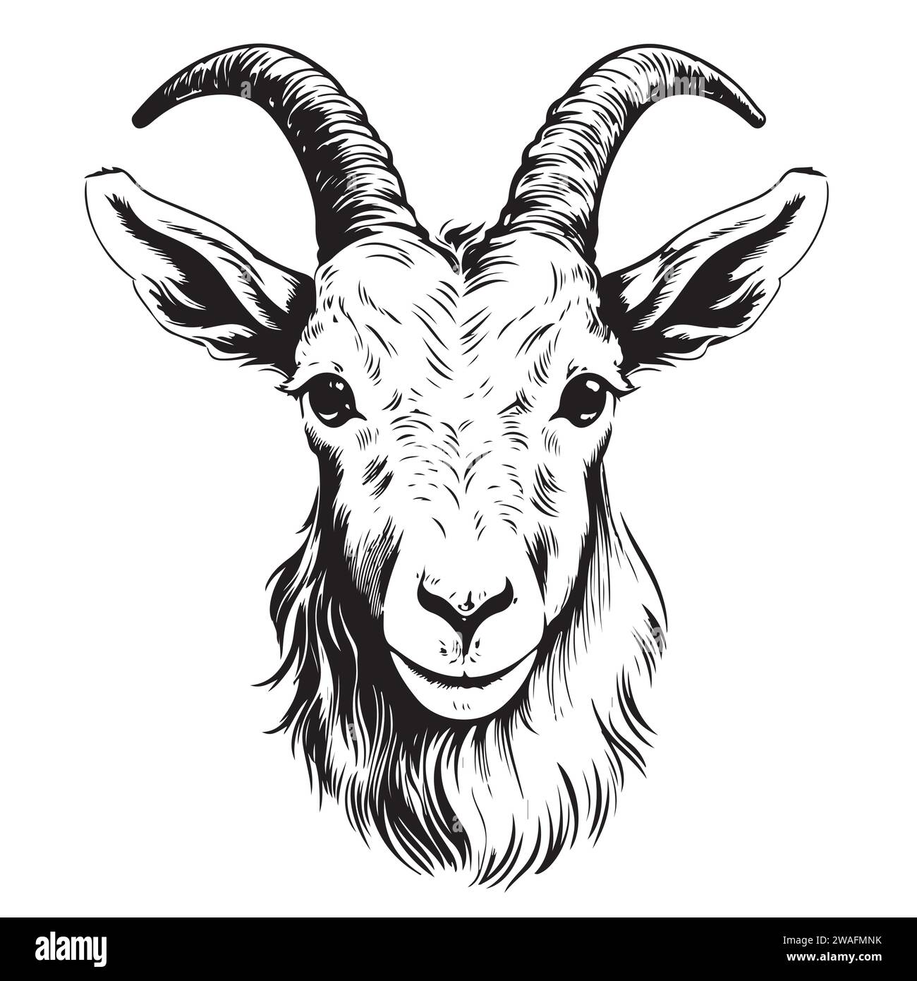 Portrait de chèvre de ferme croquis dessiné à la main ferme bétail ...