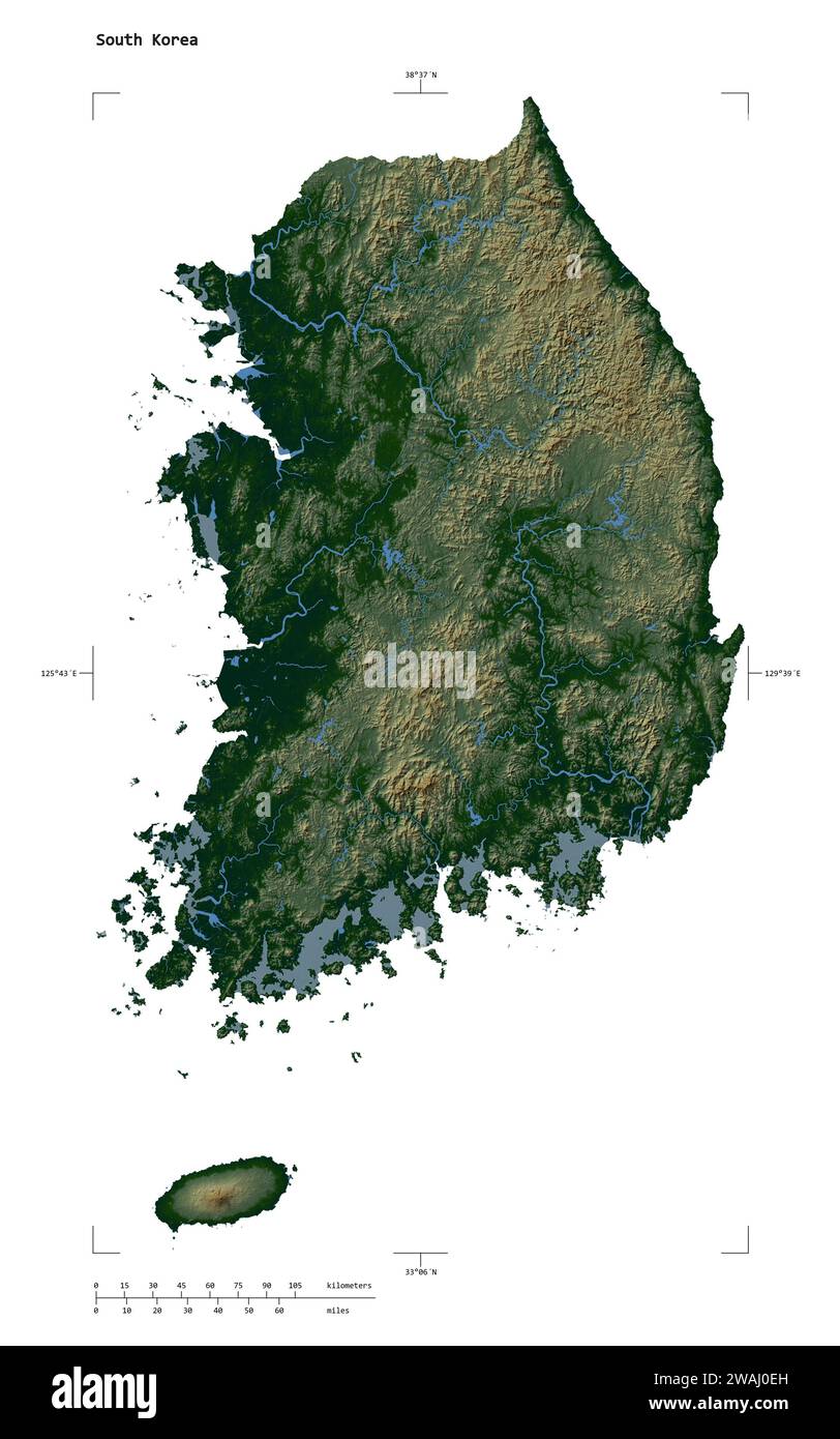 Forme d'une carte altimétrique en couleur avec les lacs et les rivières ...