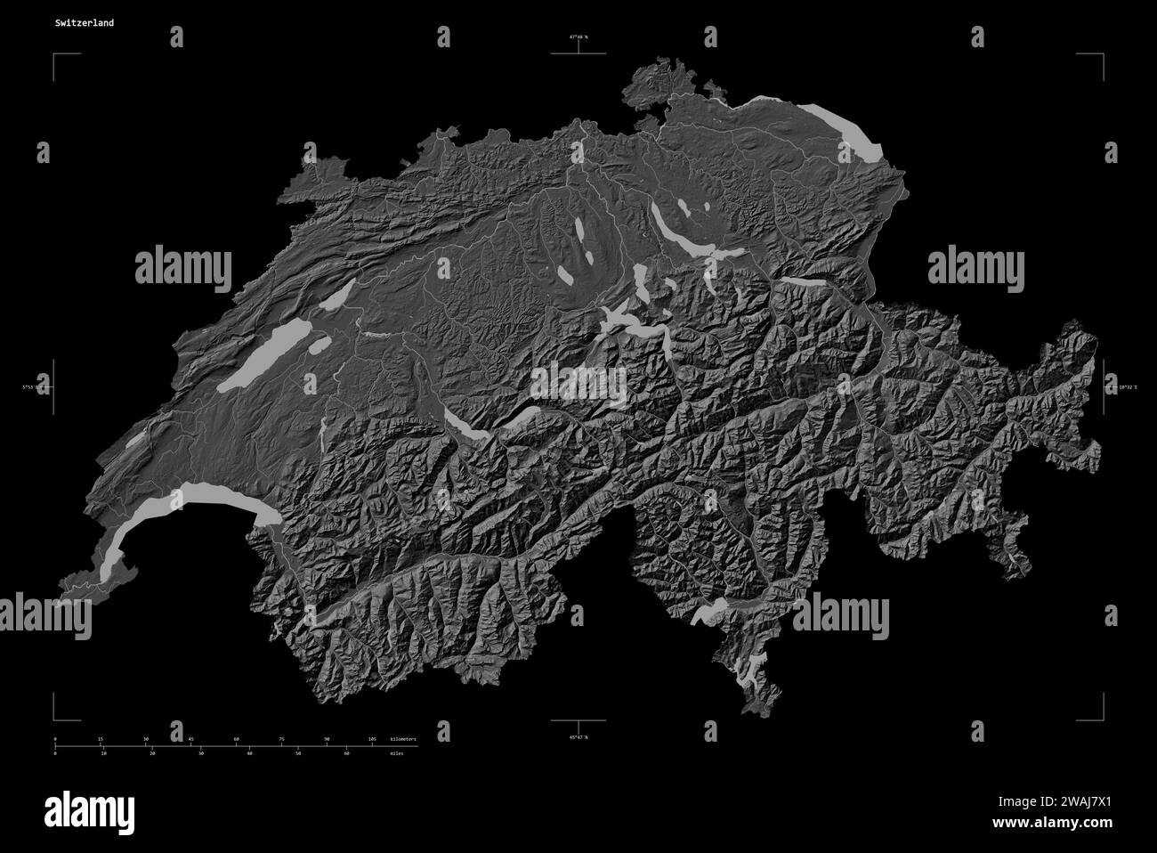 Forme d'une carte d'altitude à deux niveaux avec les lacs et les ...