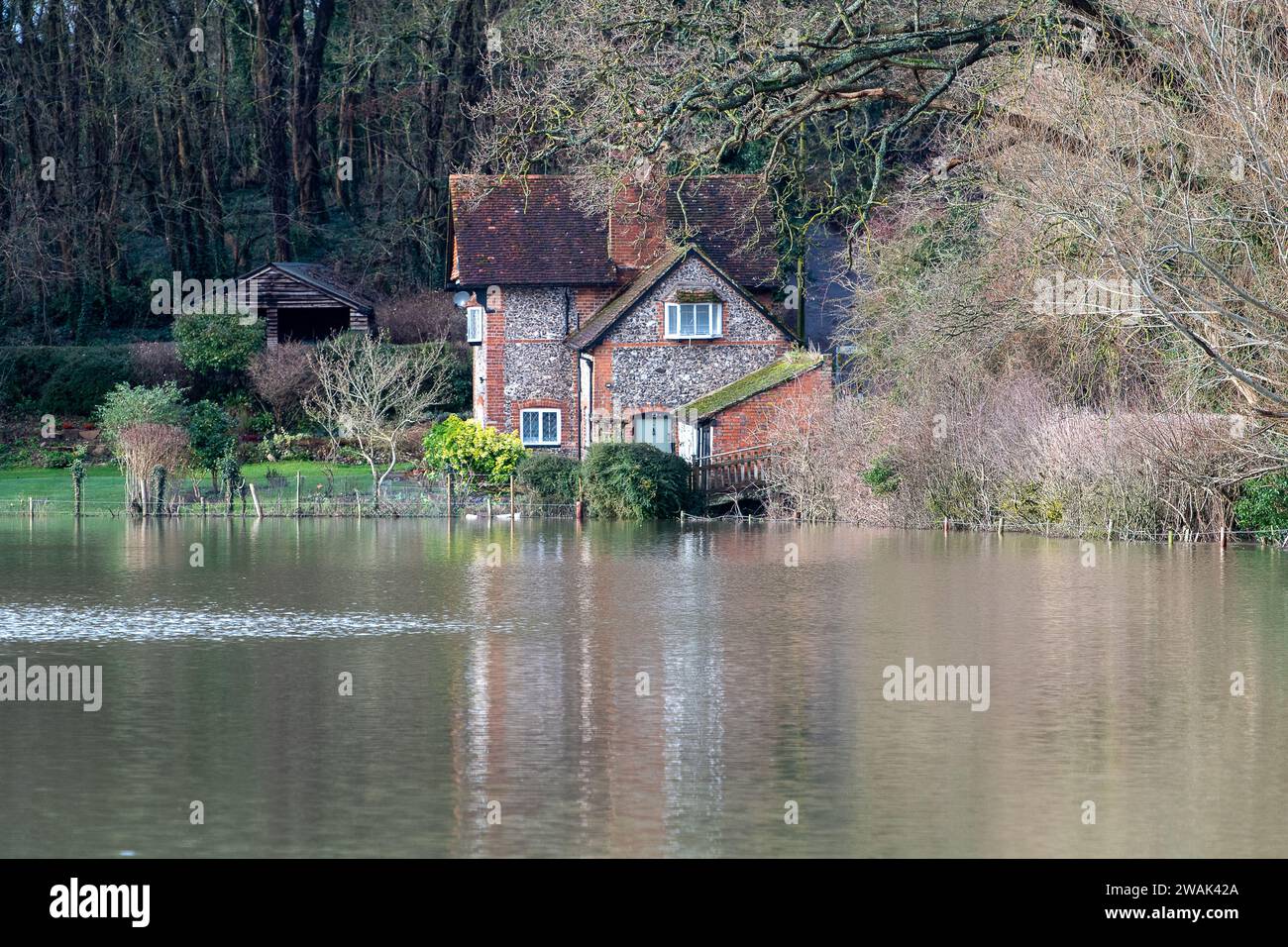 Lower Shiplake, Oxfordshire, Royaume-Uni. 5 janvier 2024. Crue dans les ...