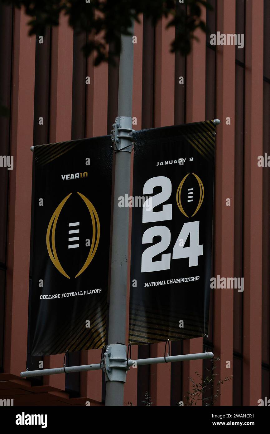2024 CFP signage on a light pole in downtown, Wednesday, Jan. 3, 2024 ...