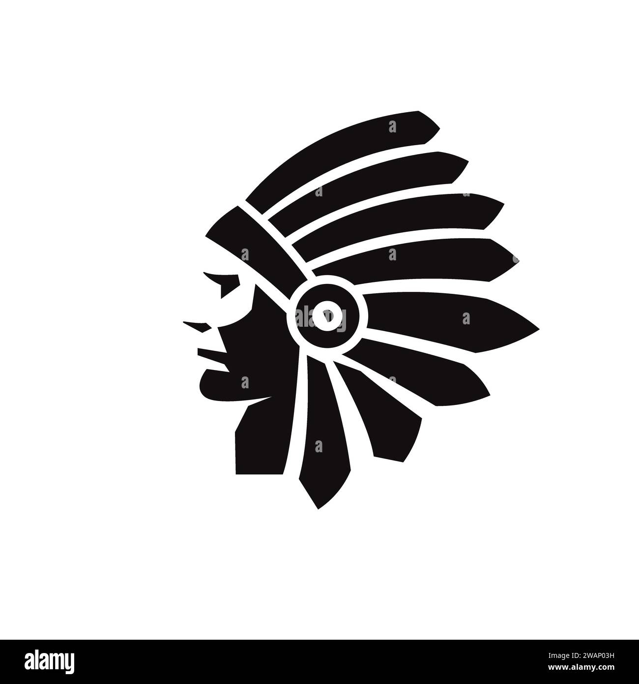 illustration vectorielle simple de silhouette de tête de chef indien ...