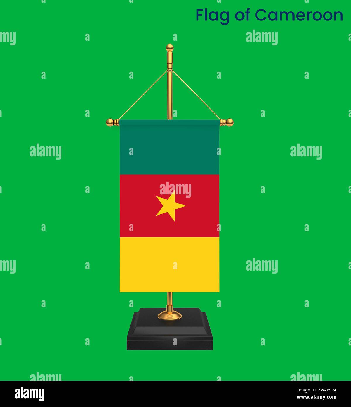 Drapeau haut détaillé du Cameroun. Drapeau national du Cameroun ...