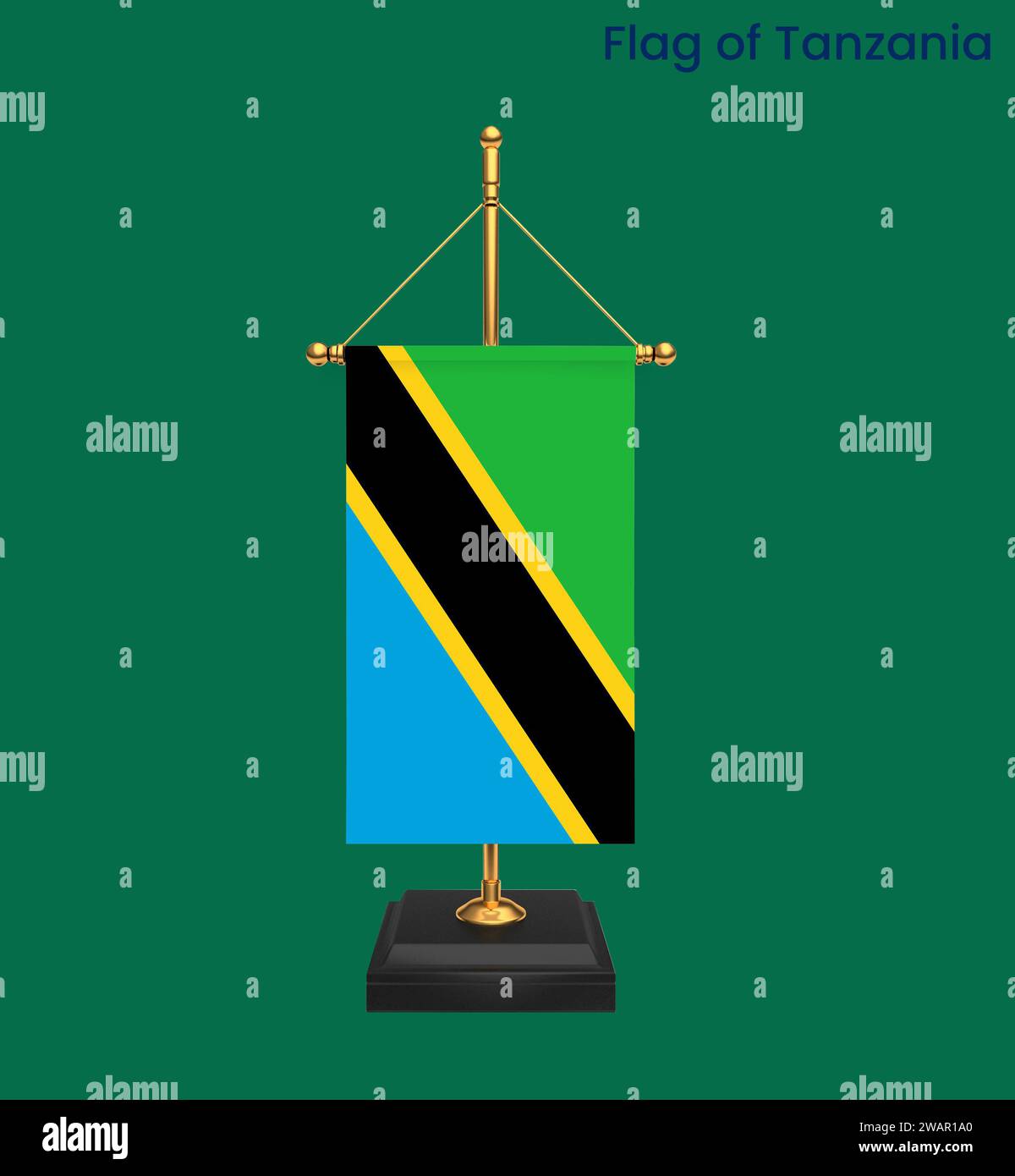 Drapeau détaillé élevé de Tanzanie. Drapeau national de Tanzanie ...