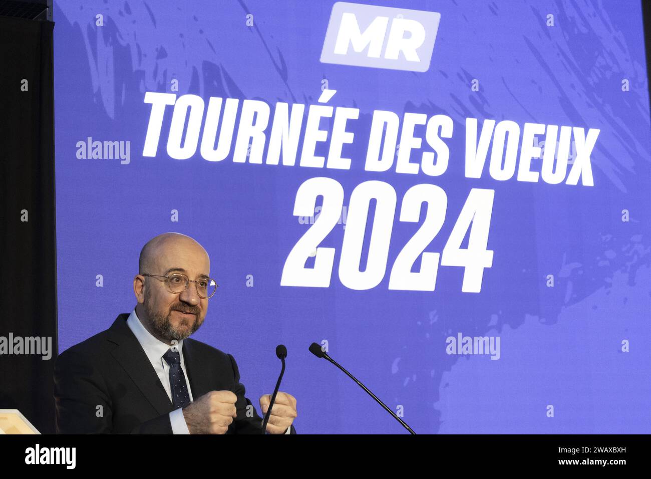 Louvain la Neuve, Belgique. 07 janvier 2024. Le président du Conseil ...