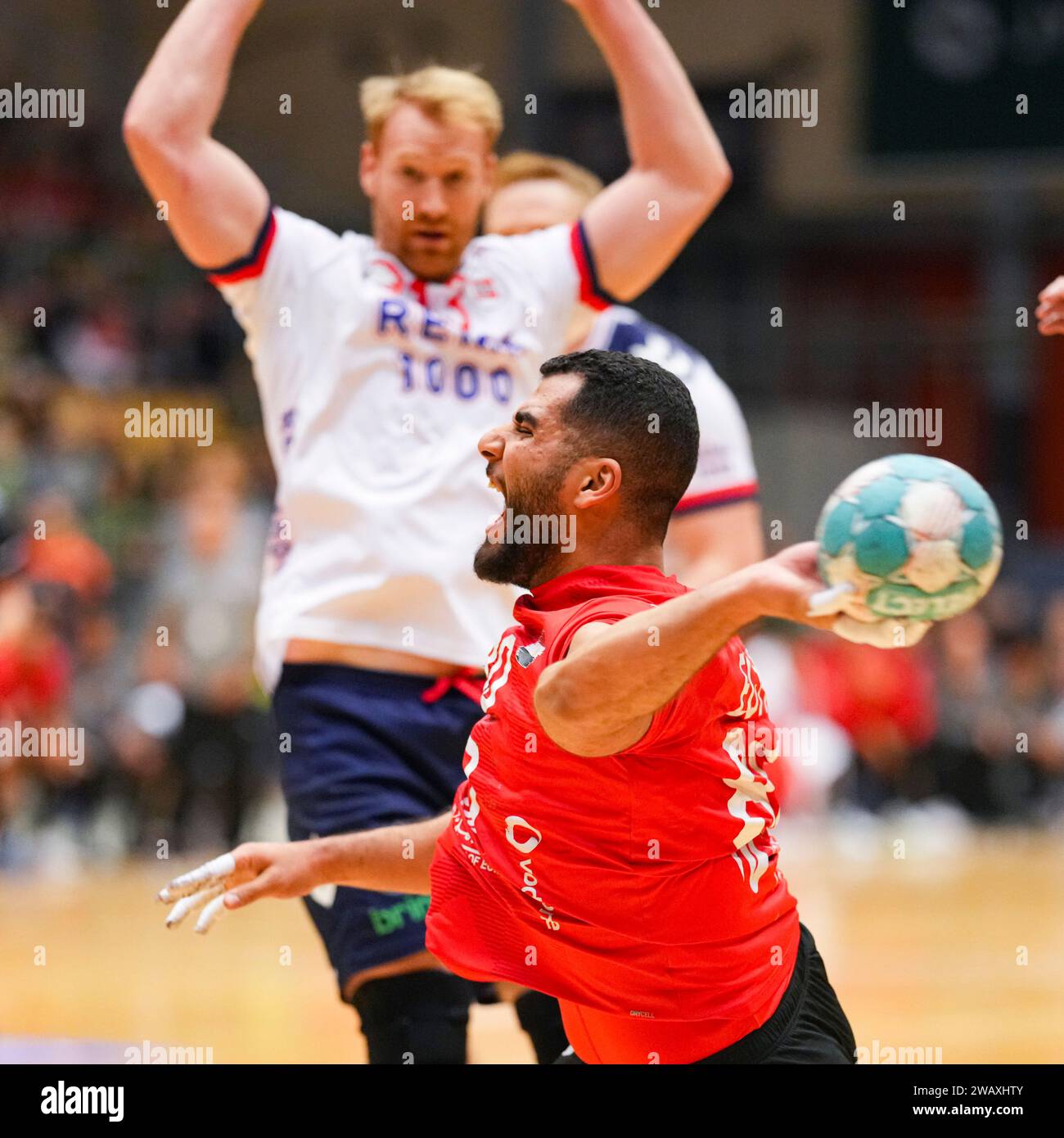 Ahmed Adel d'Egypte lors du match de handball masculin dans le tournoi ...
