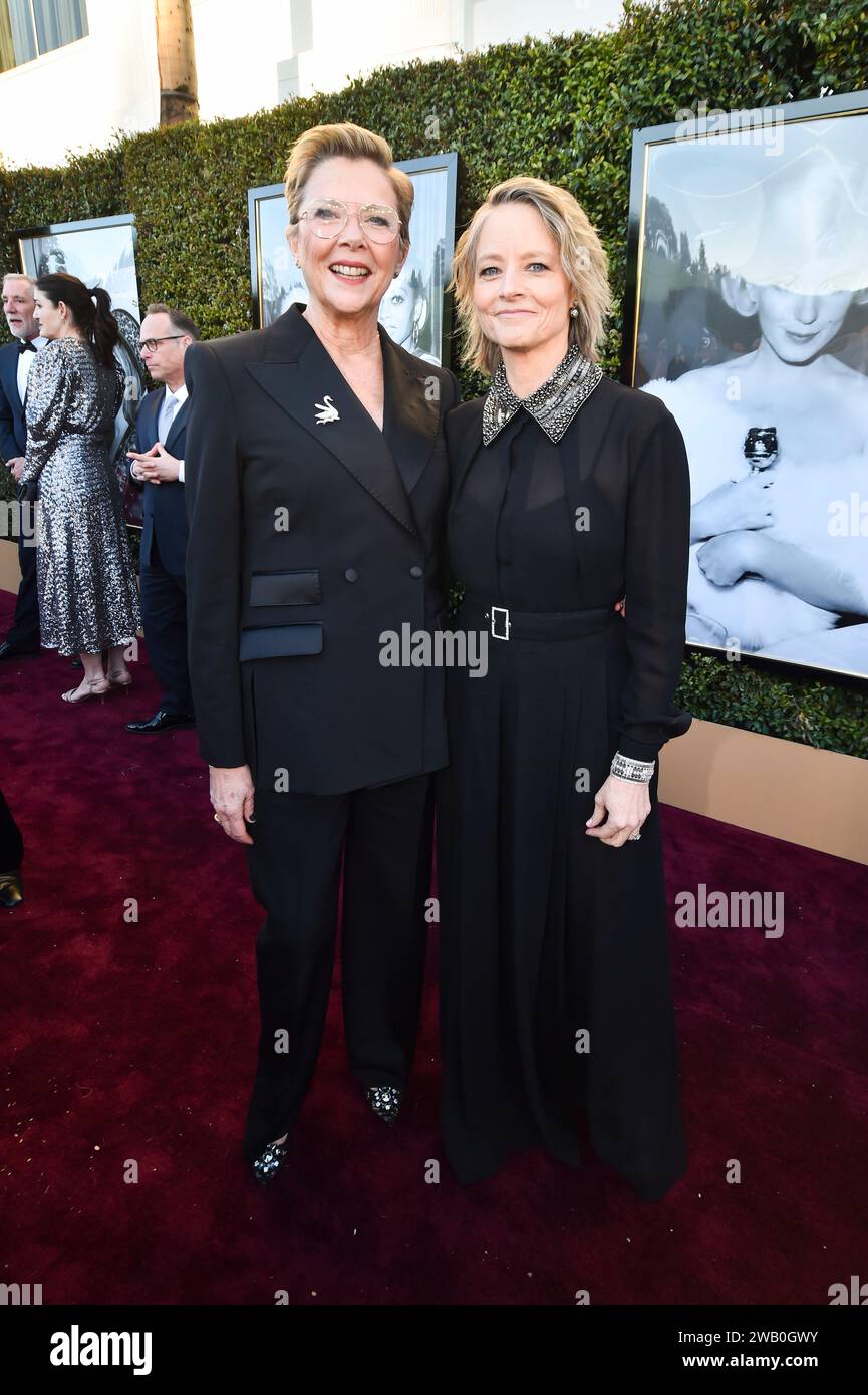 Annette Bening et Jodie Foster lors du 81e Golden Globe Awards qui s ...