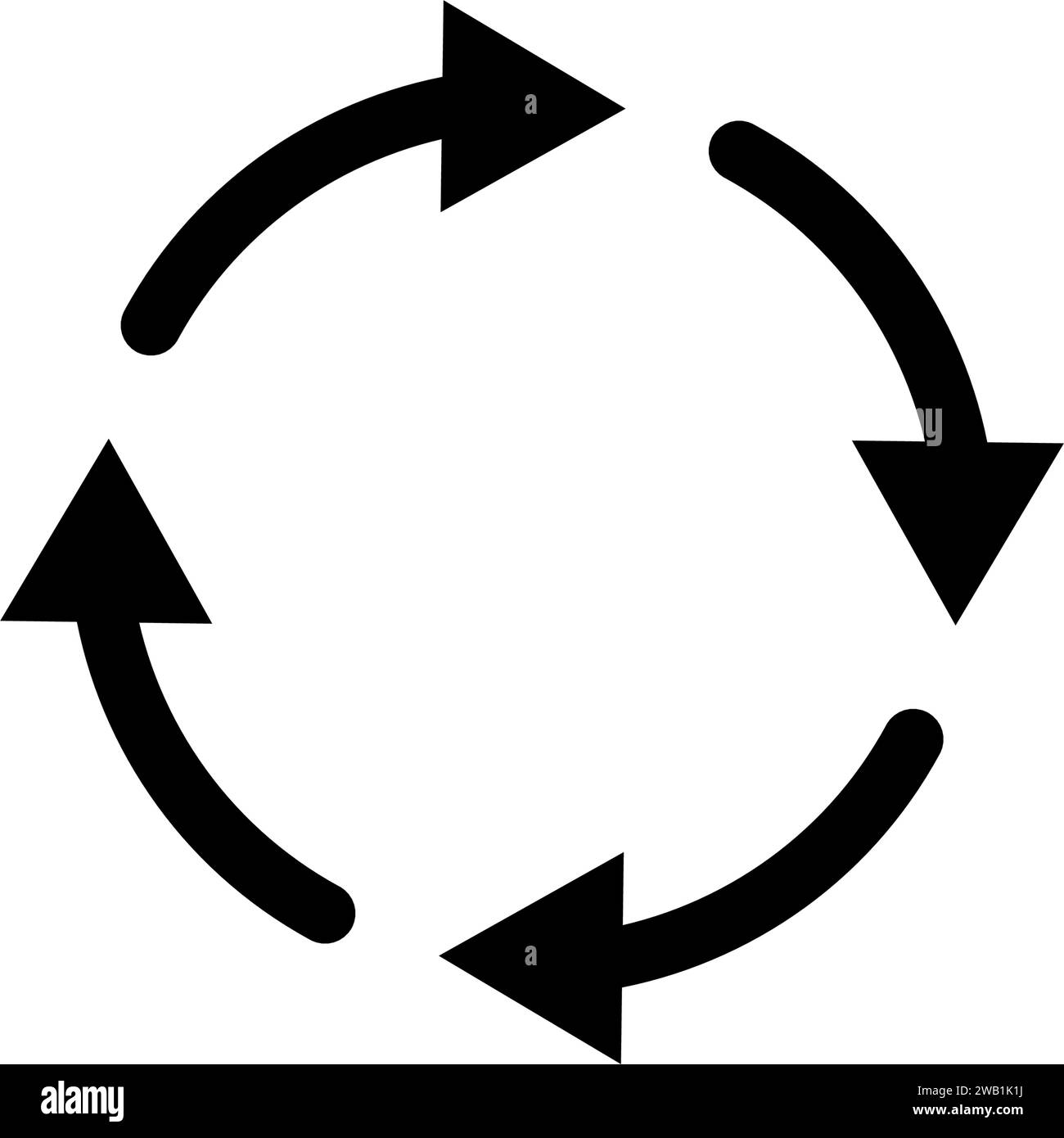 Icône de flèche à quatre cercles. Symbole de rechargement, redémarrage ...