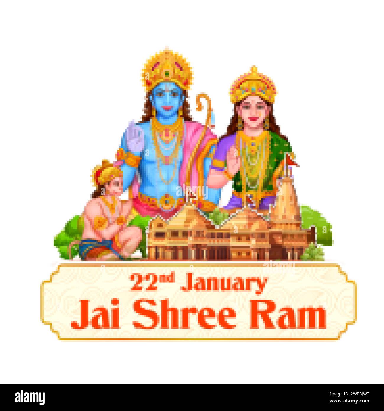 Illustration de l'arrière-plan religieux de Shri RAM Janmbhoomi Teerth ...