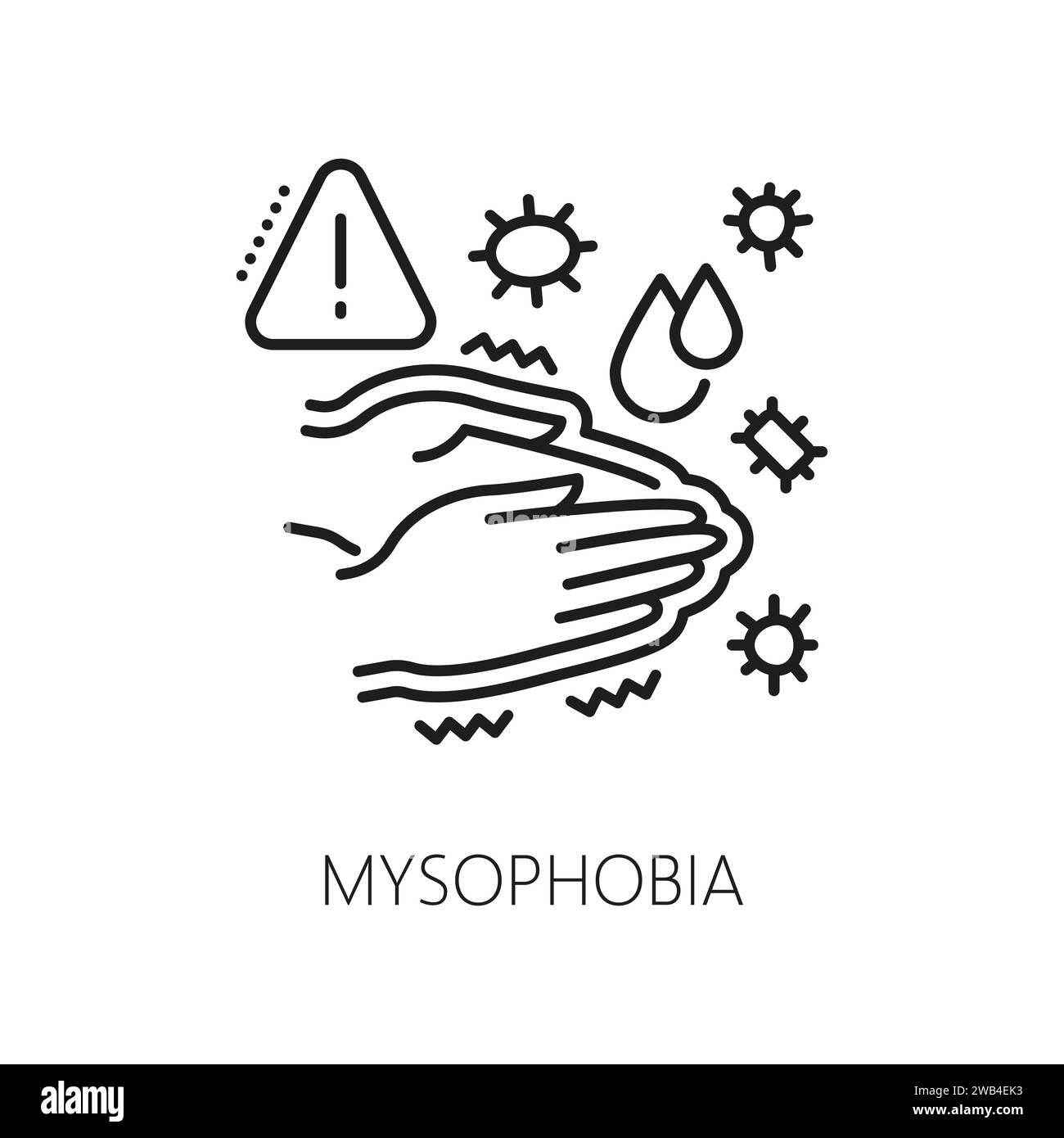 Mysophobie humaine icône de phobie, santé mentale. Peur des germes ...