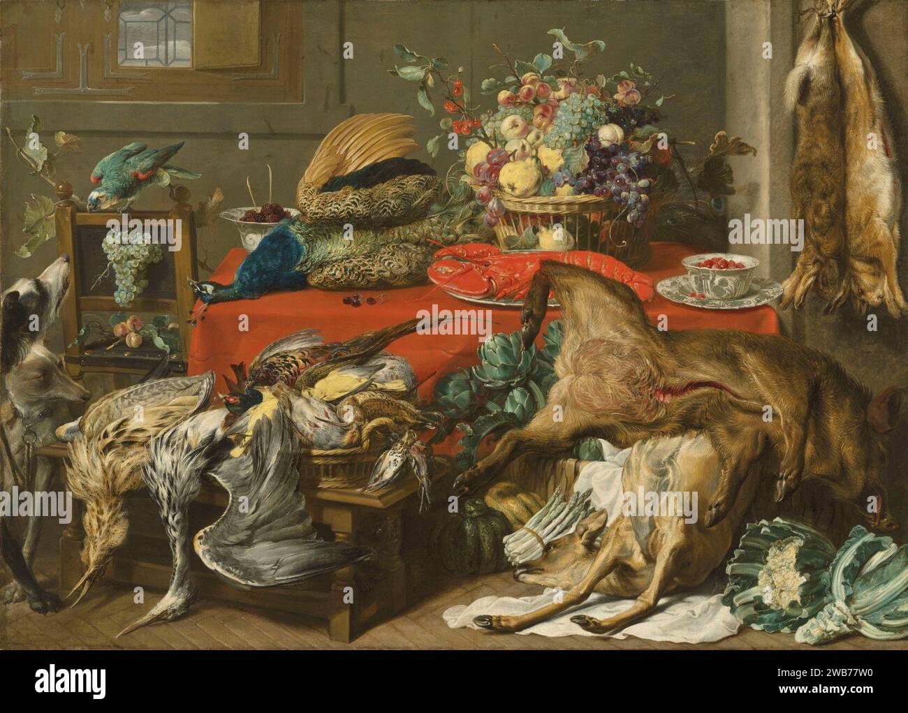 Frans Snyders - Larder avec une table drapée chargée de gibier, un ... Frans Snyders - Larder avec une table drapée chargée de gibier, un ...