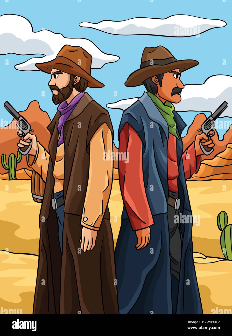 Cowboy duel Banque d'images vectorielles - Alamy