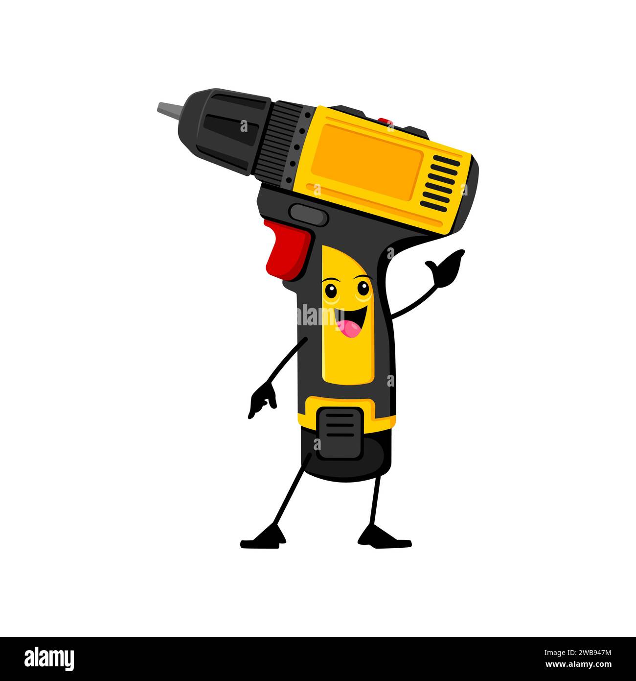 Dessin animé Drill drôle diy, personnage d'outil de construction et de ...