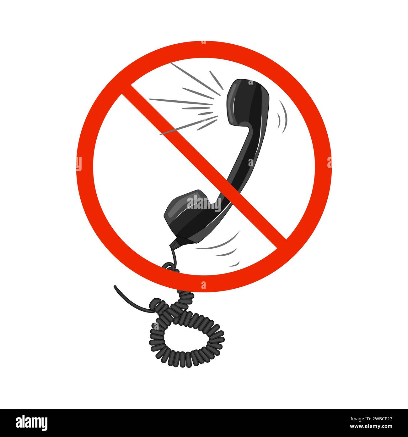 Signe interdit parlant isolé sur fond blanc. Icône d'appel interdit ...