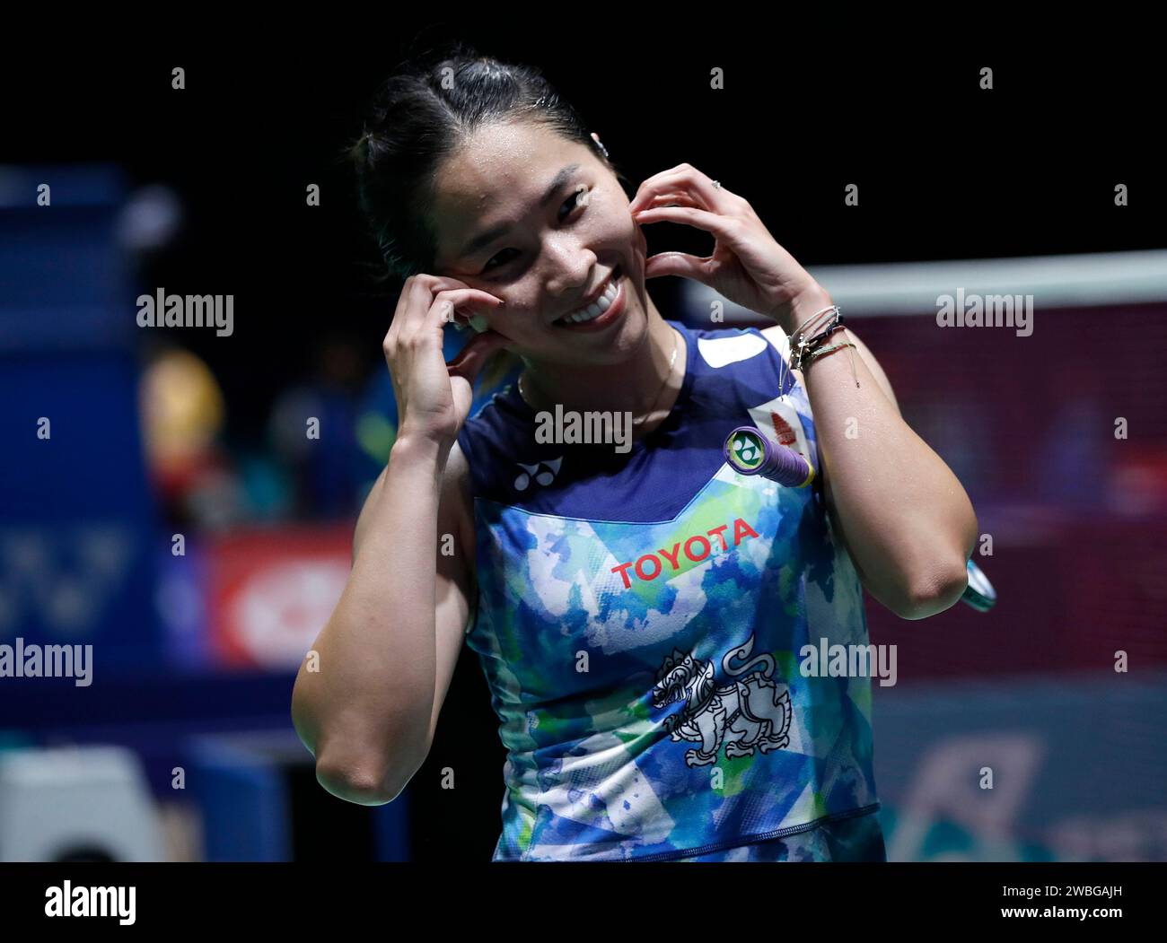 Kuala Lumpur, Malaisie. 10 janvier 2024. Ratchanok Intanon, de Thaïlande, célèbre sa victoire ...