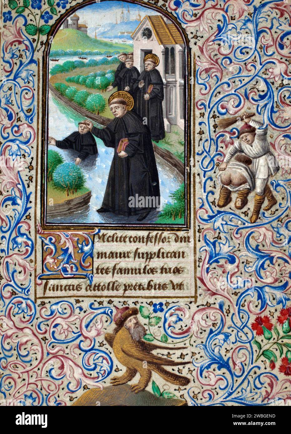 Pages enluminées exquises du Livre des heures de 1455 de Simon de varie ...