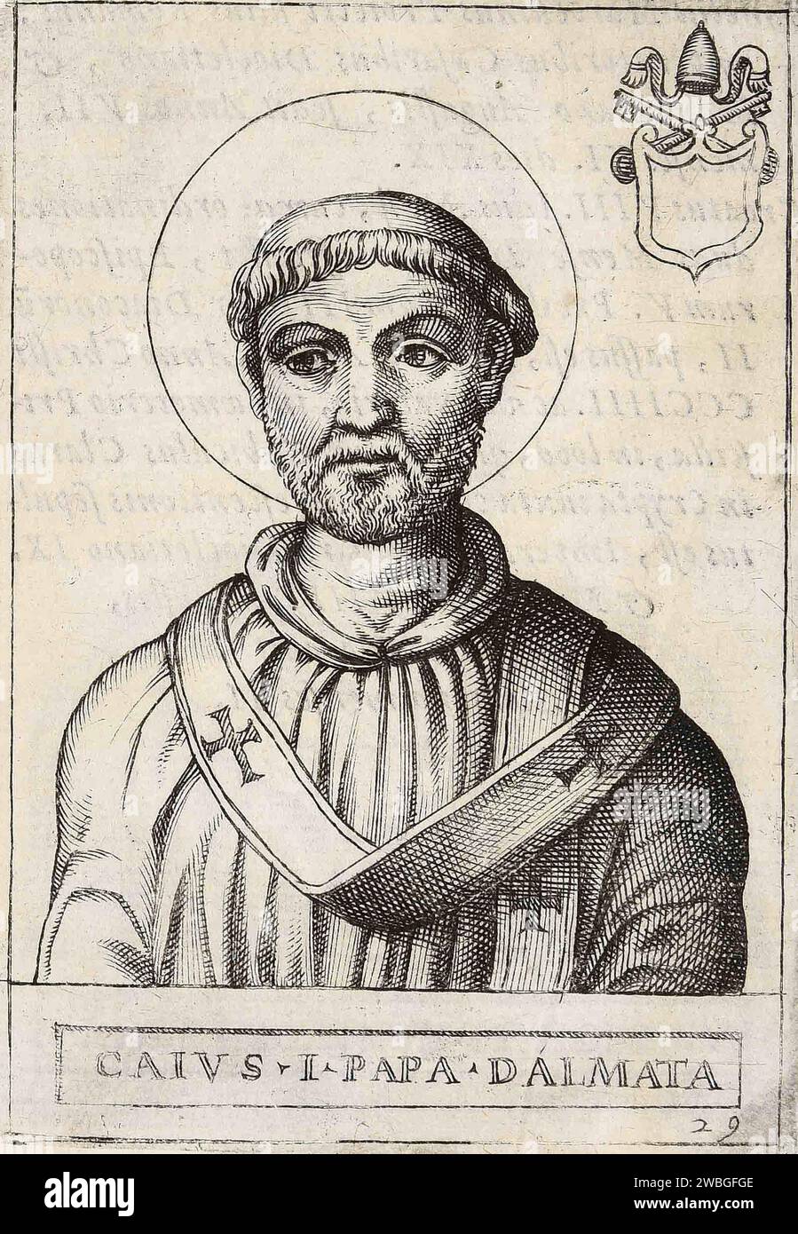 Une gravure de 1580 du pape Caius qui était pontife de AD283-AD296. Il ...
