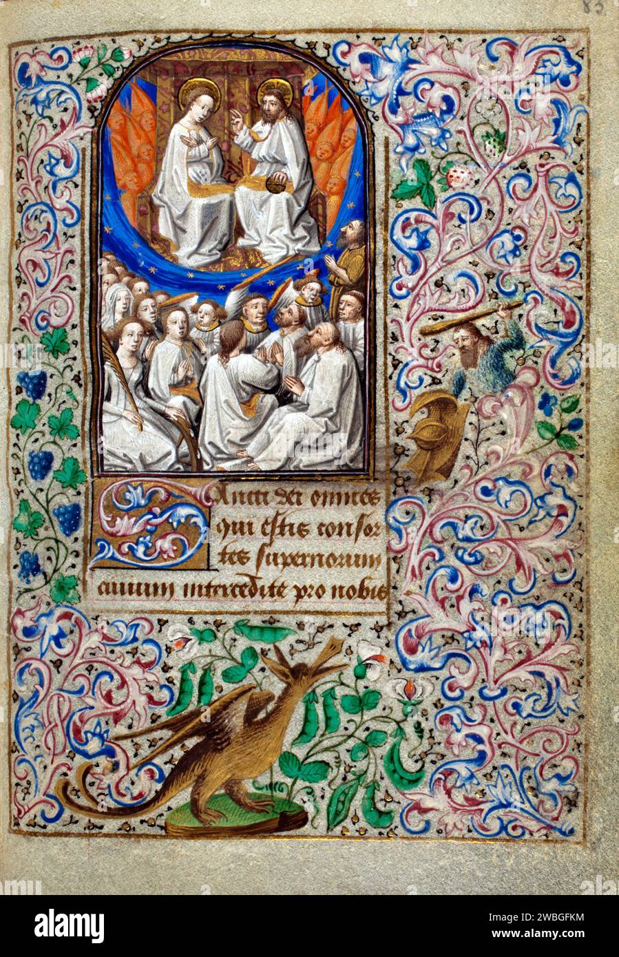 Pages enluminées exquises du Livre des heures de 1455 de Simon de varie ...