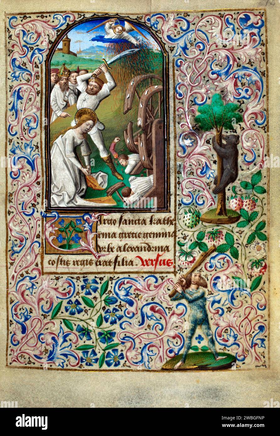 Pages enluminées exquises du Livre des heures de 1455 de Simon de varie ...