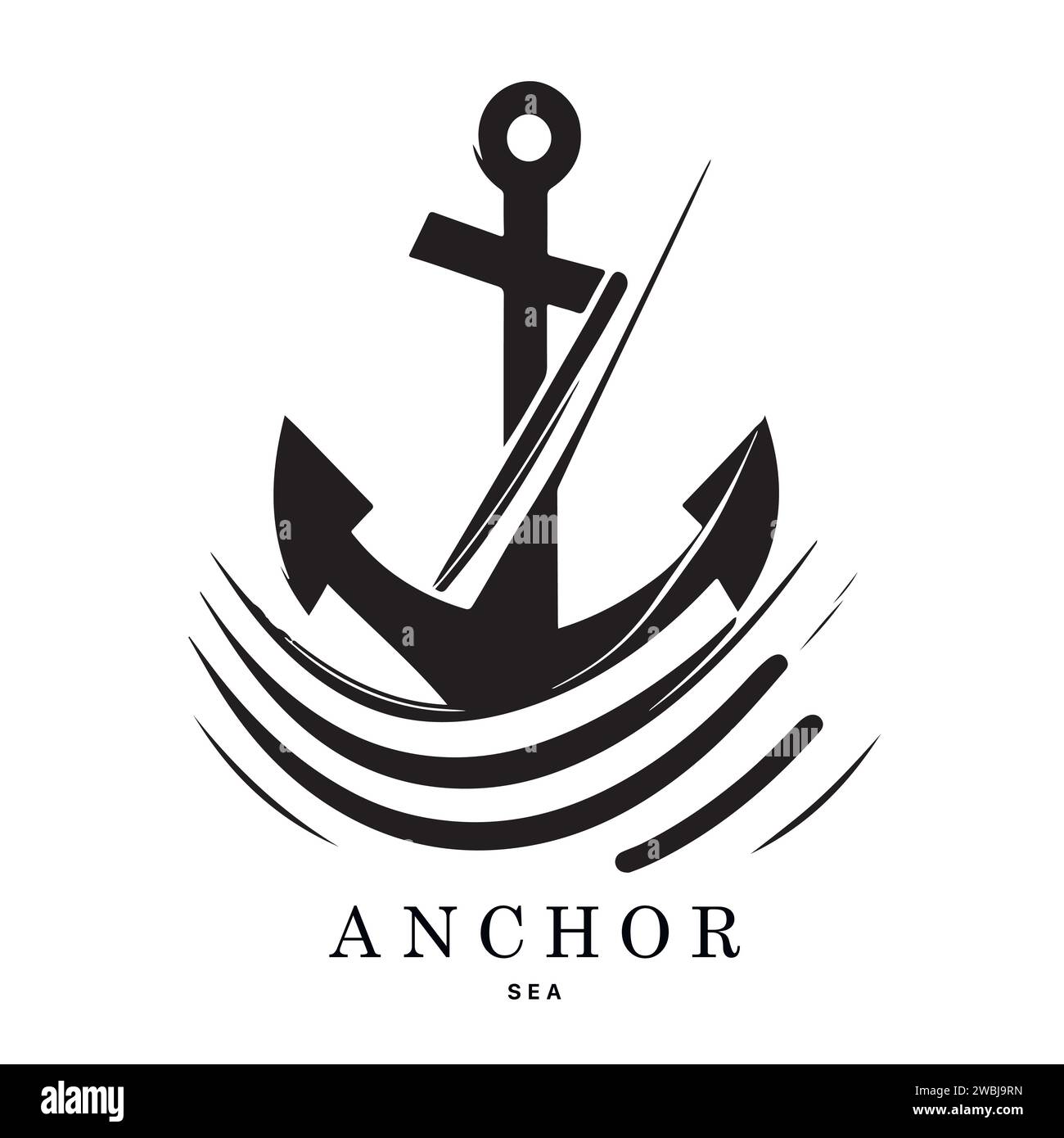 Emblème de marine avec ancrage et corde, logo d'ancrage - vecteur ...