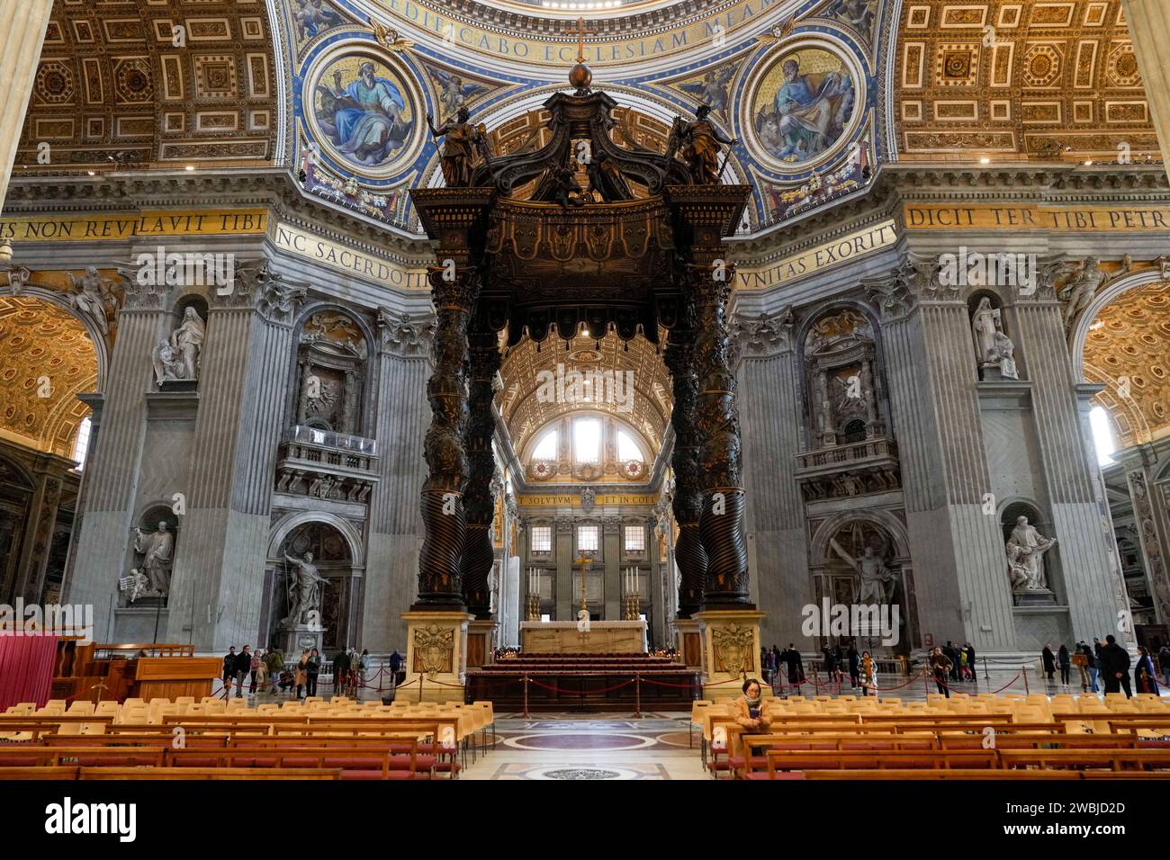 A view of the 17th century, 95ft-tall bronze canopy by Giovan Lorenzo ...
