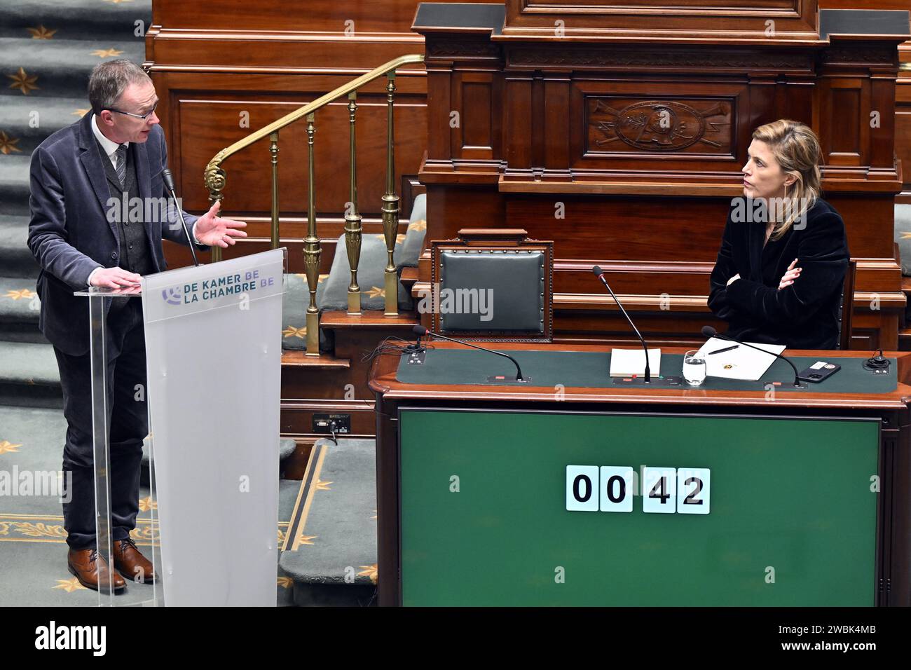 Bruxelles, Belgique. 11 janvier 2024. Christophe Bombled et la ministre ...