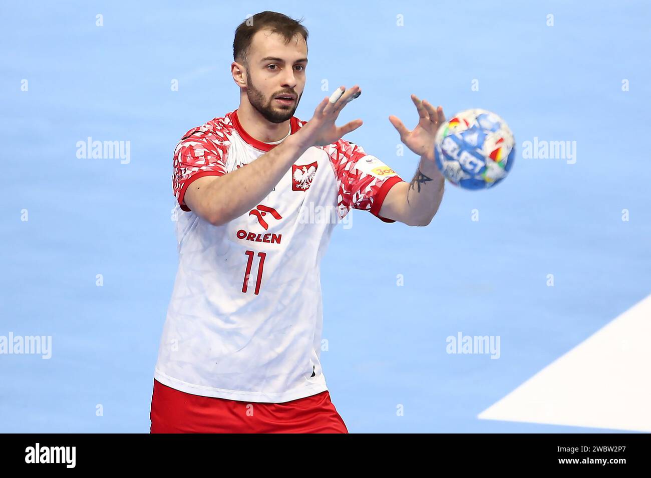 Pawel Paterek lors du Men Handball EHF Euro 2024 match entre la Norvège ...