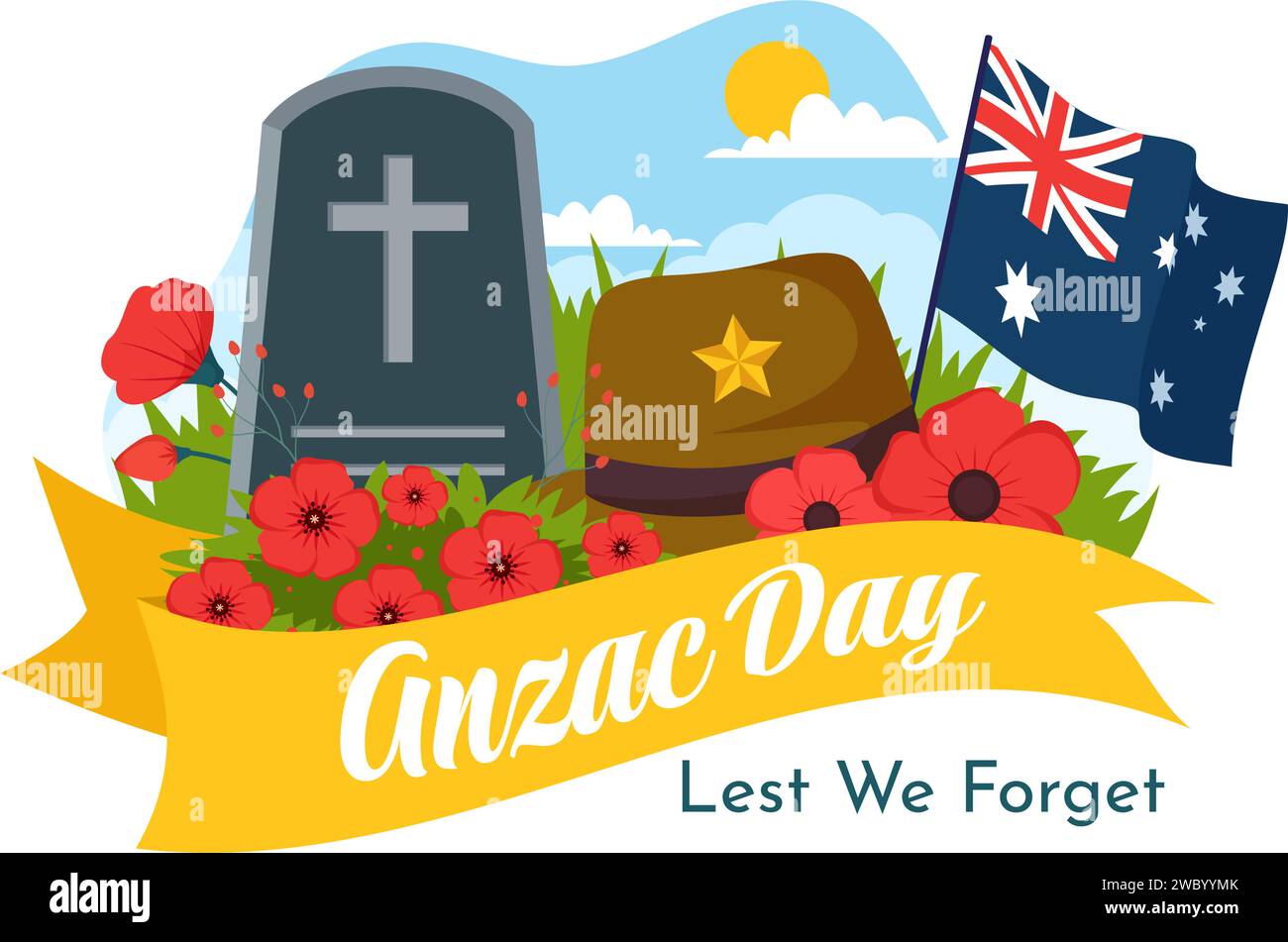ANZAC Day of Lest nous oublions Vector Illustration le 25 avril avec le ...