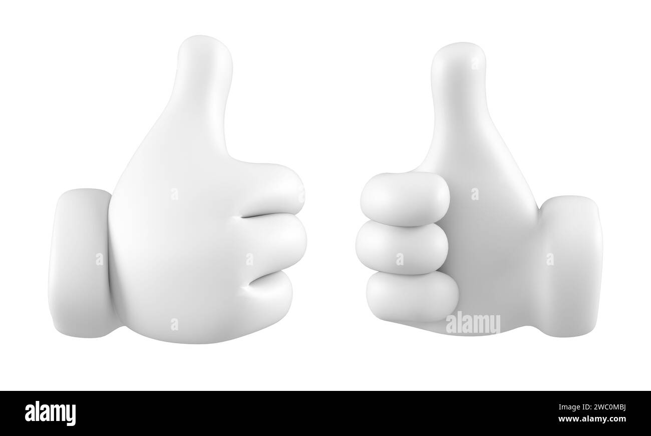 Main emoji blanche montrant le pouce vers le haut ou comme geste isolé ...