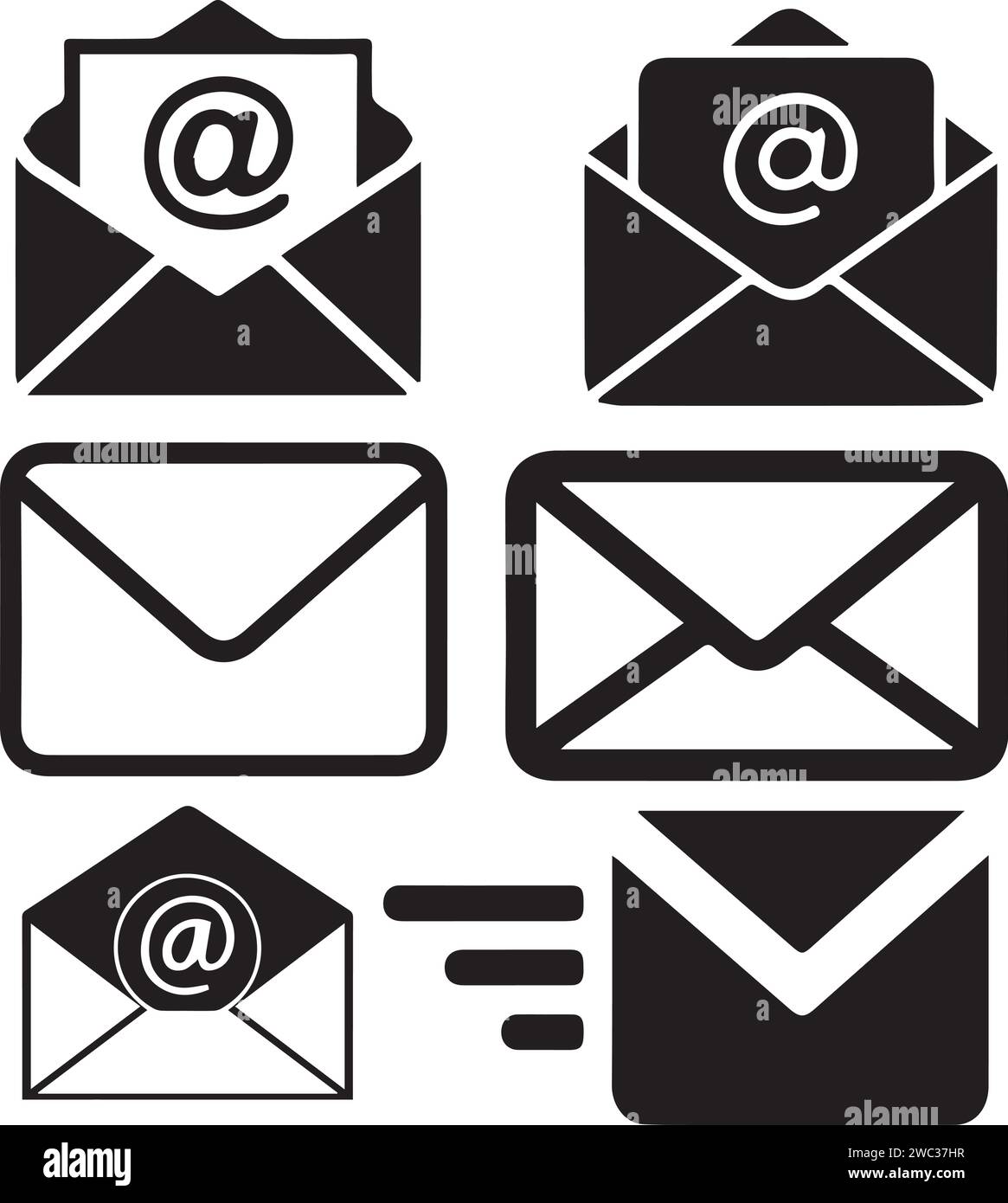 Icon email Banque d'images noir et blanc - Alamy