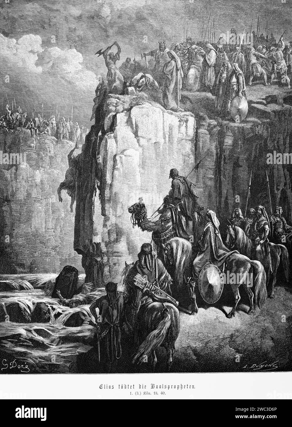 Elijah tue le prophète de Baal, 1e Livre des Rois, bataille, armées ...