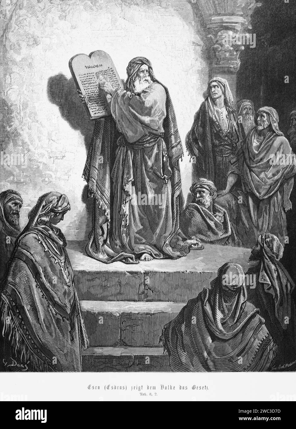 Esdras montre au peuple la loi, Néhémie, chapitre 8, groupe, étapes ...