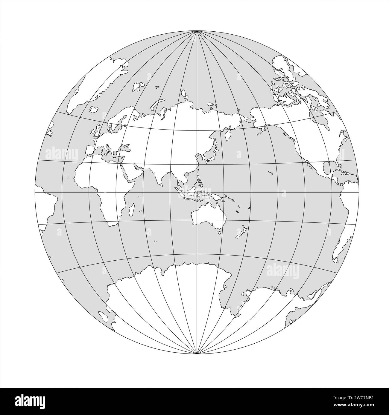 Carte Du Monde Simplifiée Dans Le Cercle Axée Sur Lasie Et Laustralie