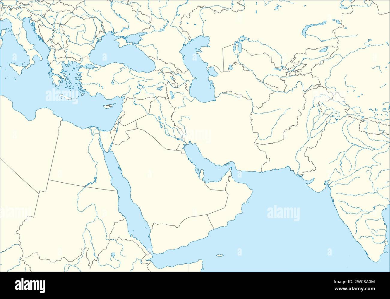 El mapa político de asia en color Banque de photographies et d’images à ...