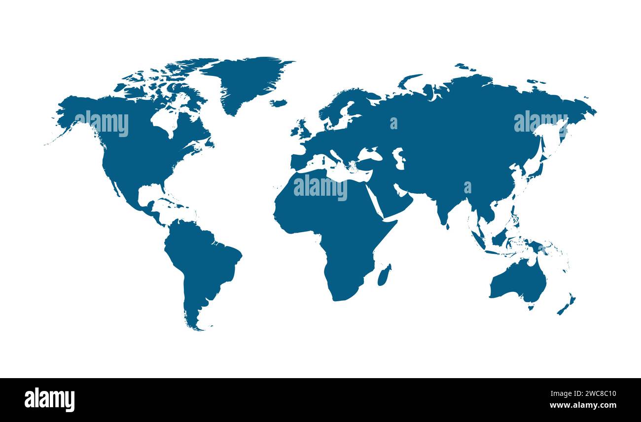 Vector World map pays global plat. Carte de la Terre Asie Europe ...