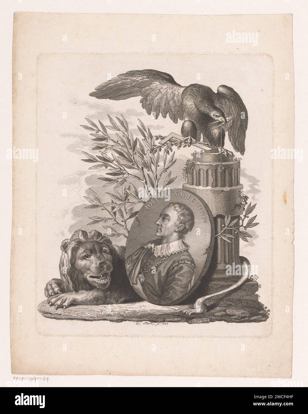 Portrait de Franz Joseph von Thun avec aigle et Leeuw, Quirin Mark, 1783 Imprimer Une tablette ...