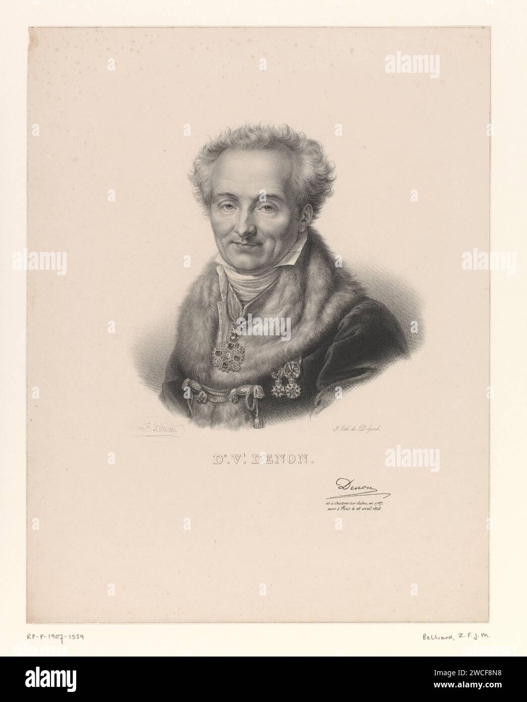Portrait de l'écrivain et diplomate Dominique vivant Denon, Zéphirin ...