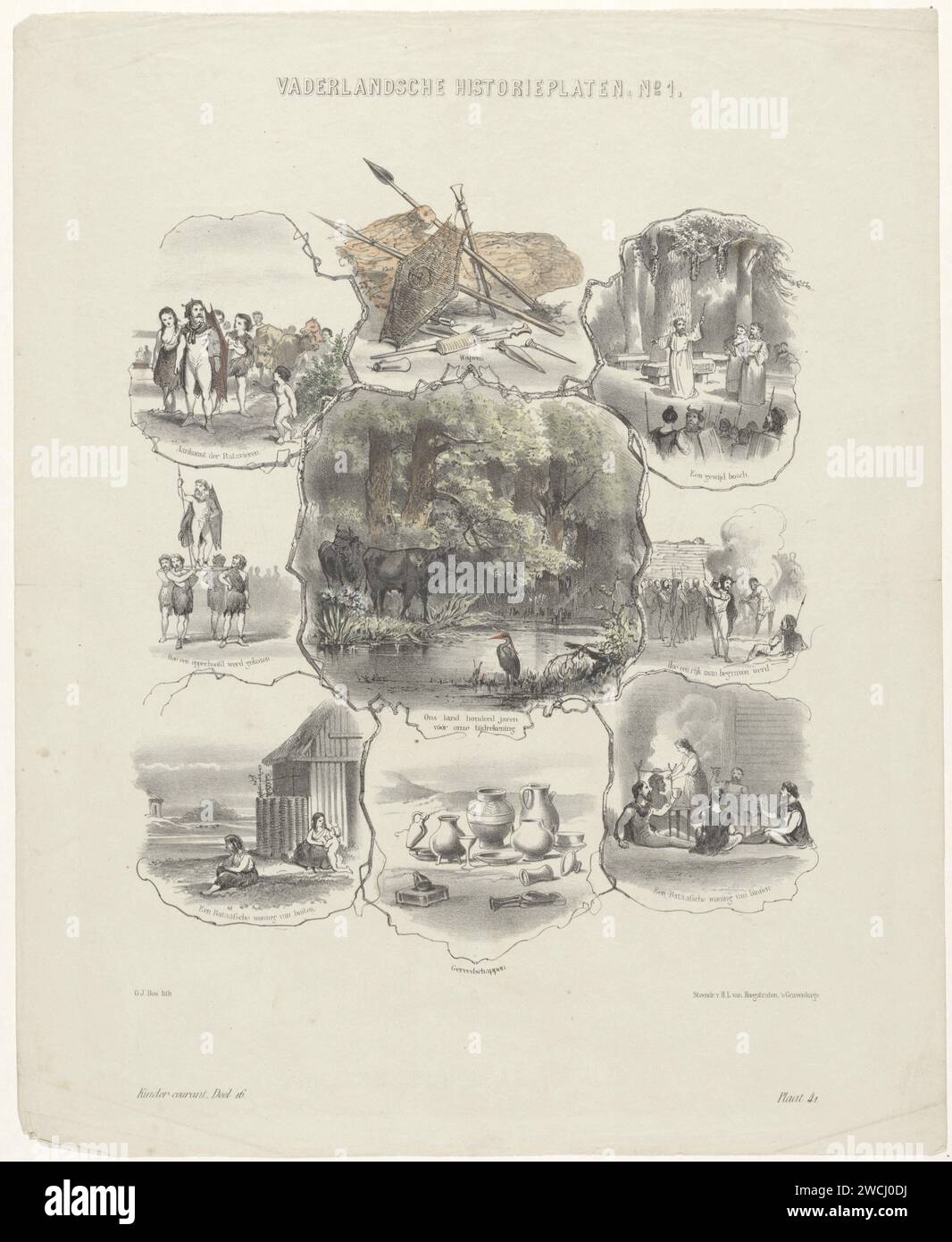 Des scènes de la vie des Batavieren, Gerardus Johannes Bos, en 1859 ...