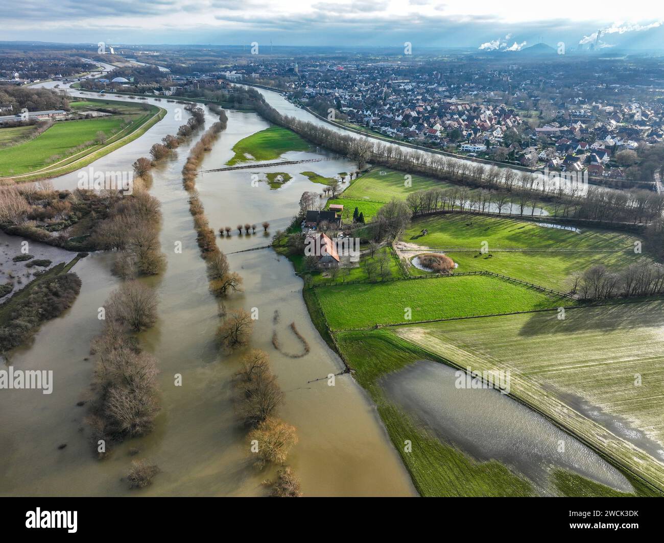 Dorsten, Rhénanie-du-Nord-Westphalie, Deutschland - Hochwasser an der ...