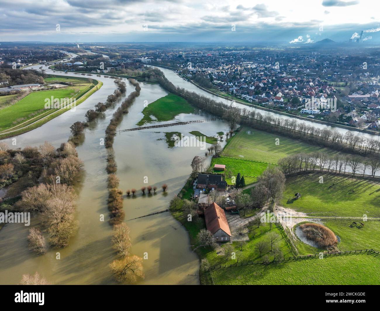 Dorsten, Rhénanie du Nord-Westphalie, Allemagne - inondation sur la ...