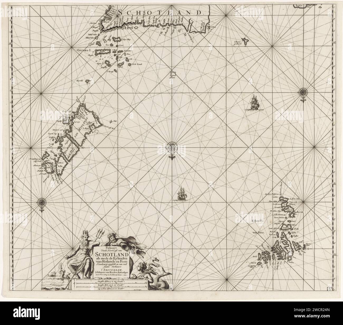 Carte d'accès d'une partie de l'océan Atlantique avec les îles Orcades ...