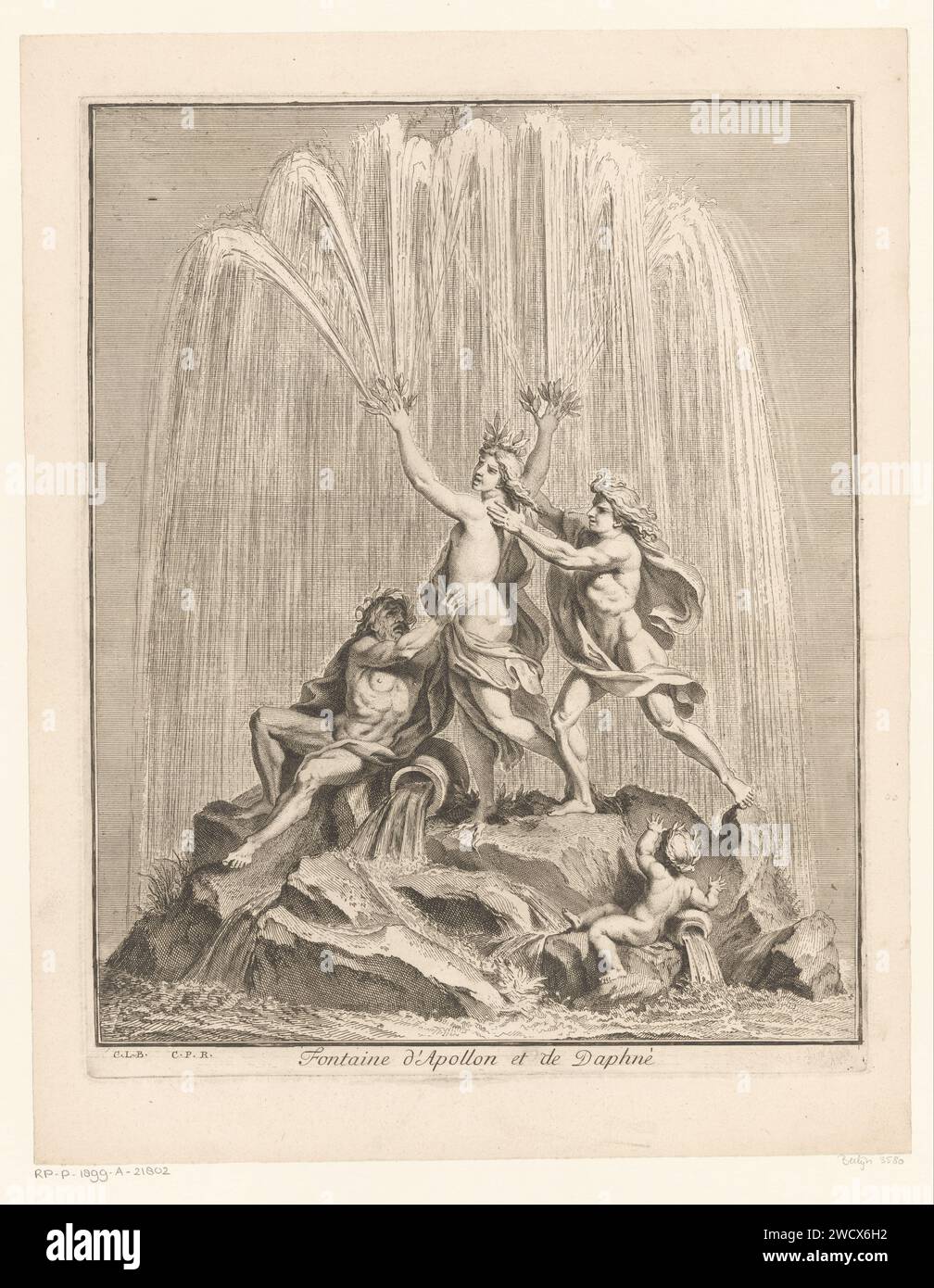 Fontein met Apollon dans Daphne, Louis de Châtillon, d'après Charles le ...