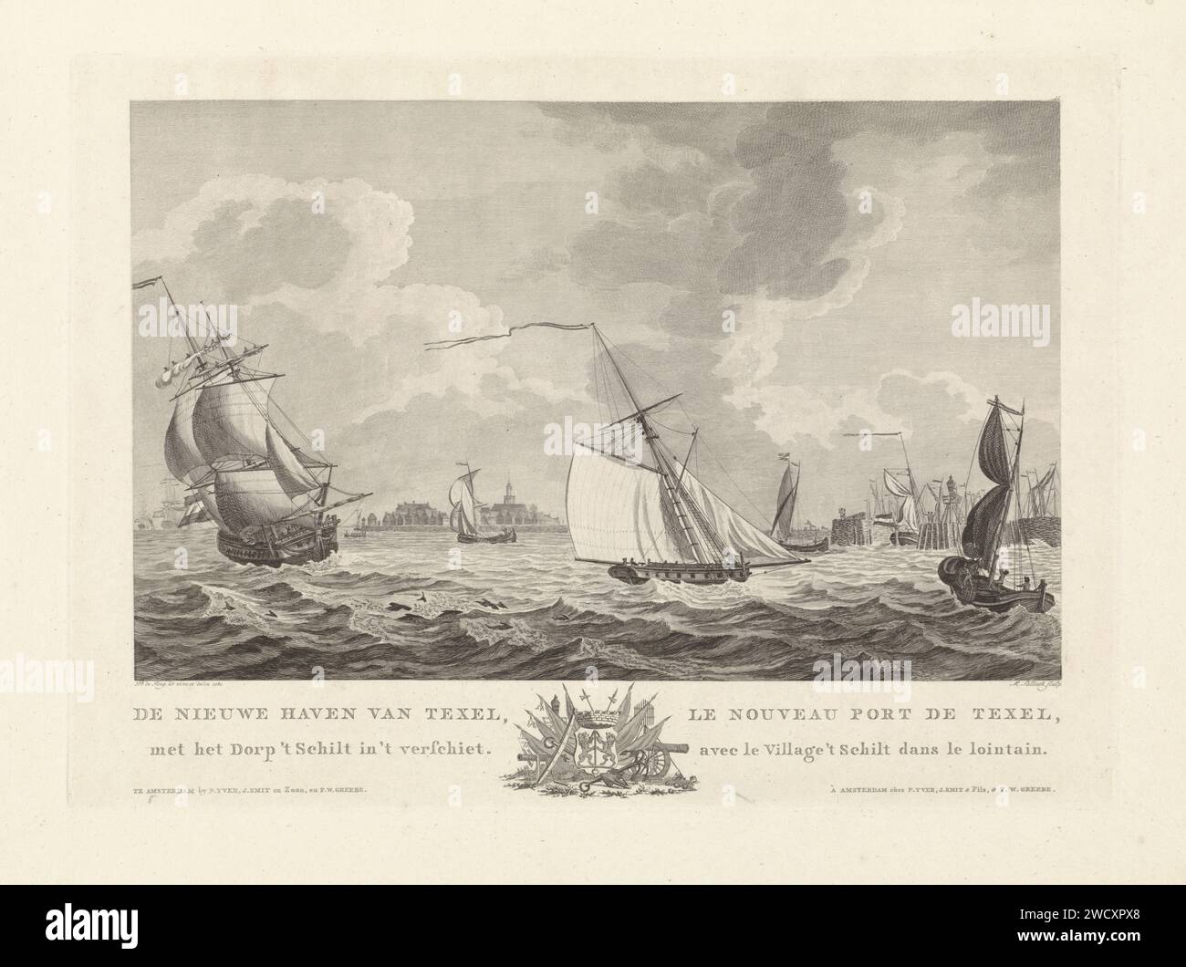 Vue du nouveau port de Texel, Mathias de Sallieth, d'après Dirk de Jong ...