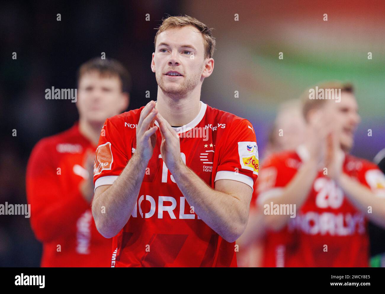Hambourg, mercredi 17 janvier 2024. Le Danois Mathias Gidsel après le ...