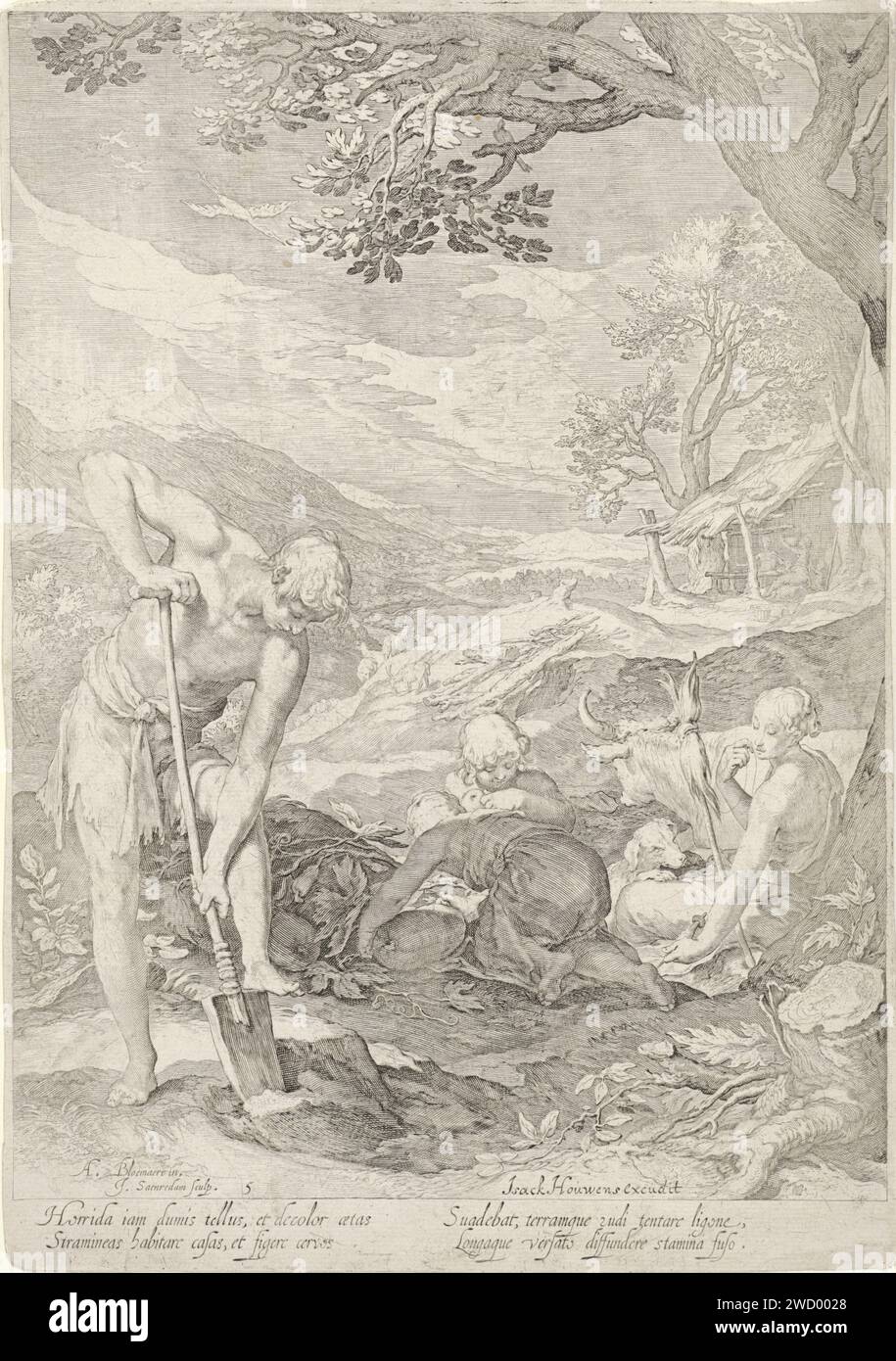 Adam et Eva au travail en dehors du paradis terrestre, Jan Saenredam, d ...